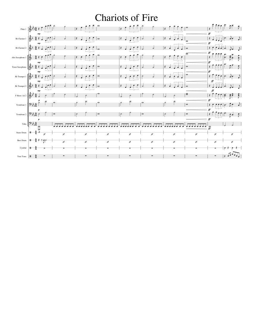 Chariots of Fire Sheet music for Flute, Clarinet, Alto Saxophone, Tenor ...