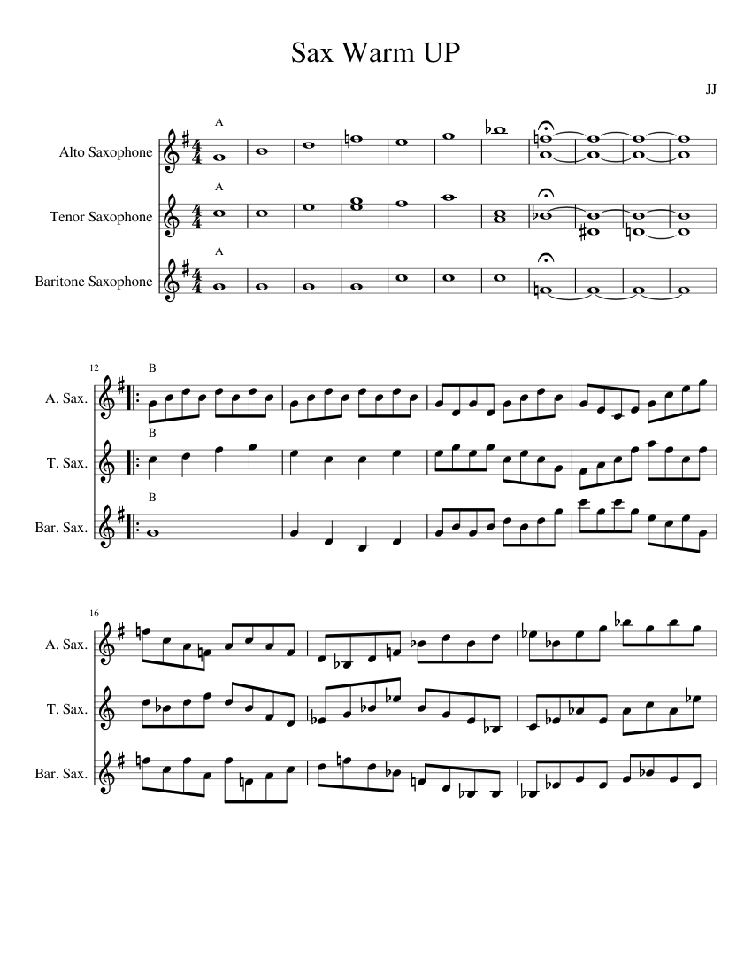 Sax Warm UP Sheet music for Saxophone (Alto), Saxophone (Tenor ...