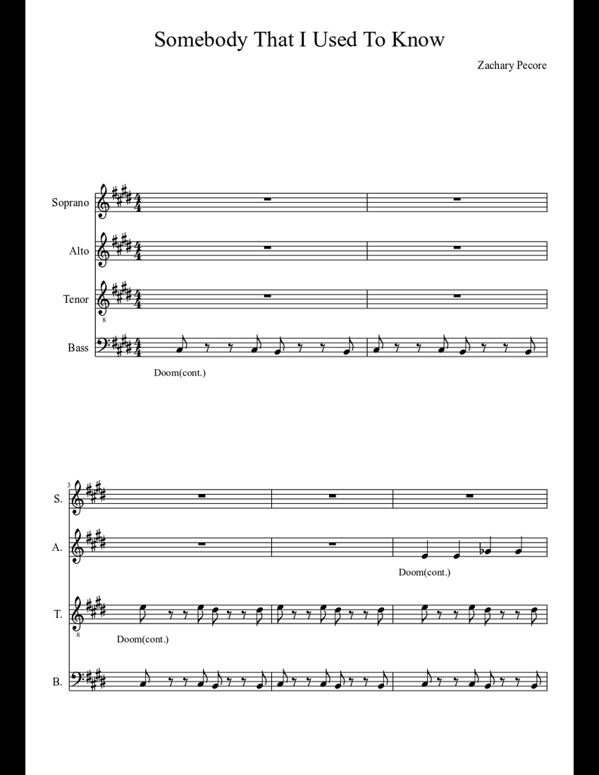 Somebody That I Used To Know sheet music download free in PDF or MIDI