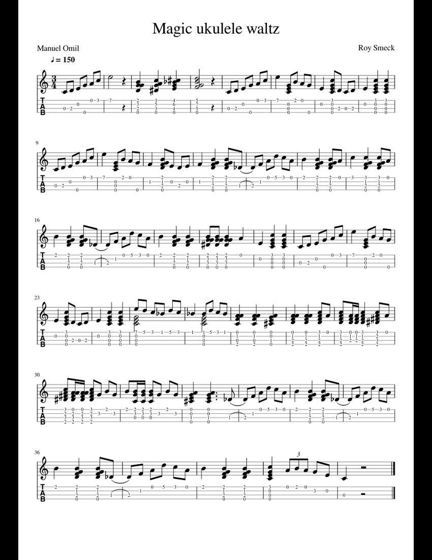 Magic ukulele waltz (alpha) sheet music for Guitar download free in PDF ...