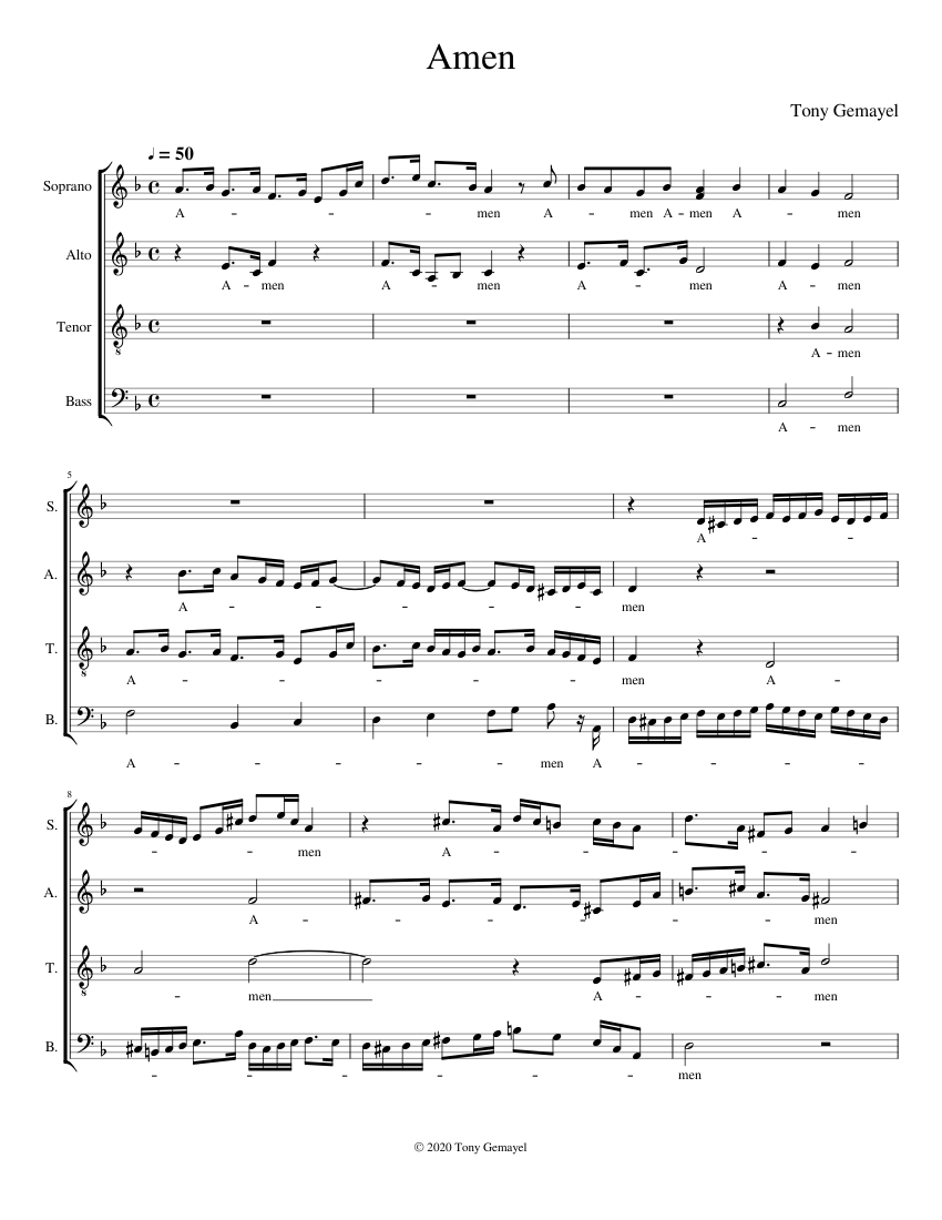 Amen Sheet music for Piano | Download free in PDF or MIDI | Musescore.com