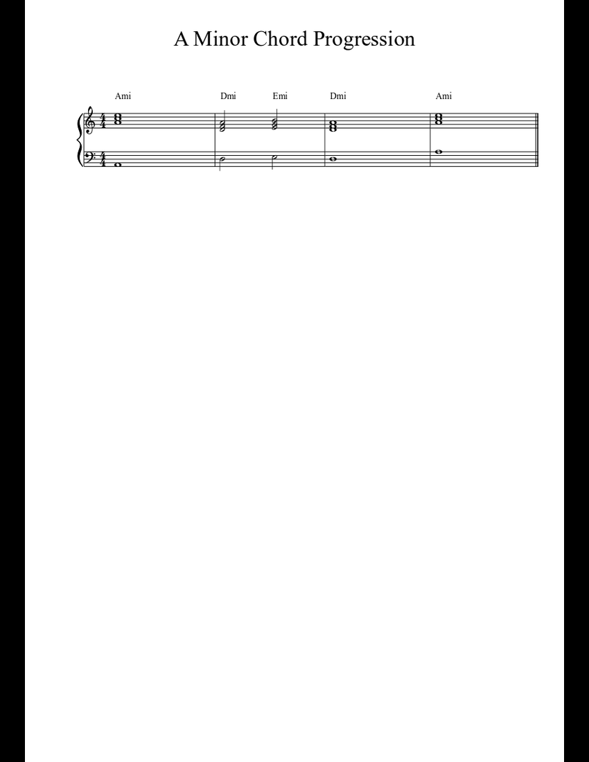 A Minor 4 Bar Chord Progression Sample sheet music download free in PDF ...