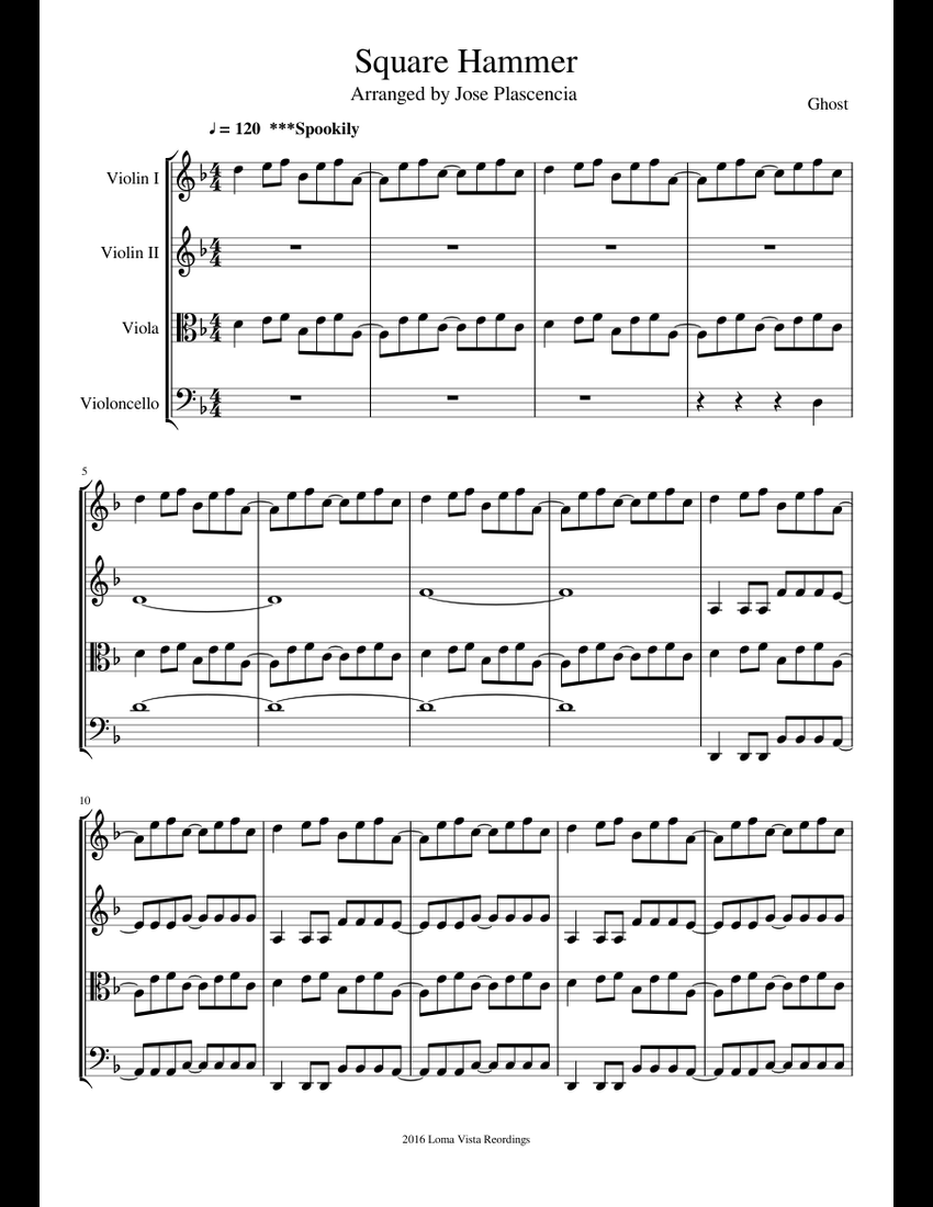 Square Hammer sheet music for Violin, Viola, Cello download free in PDF ...