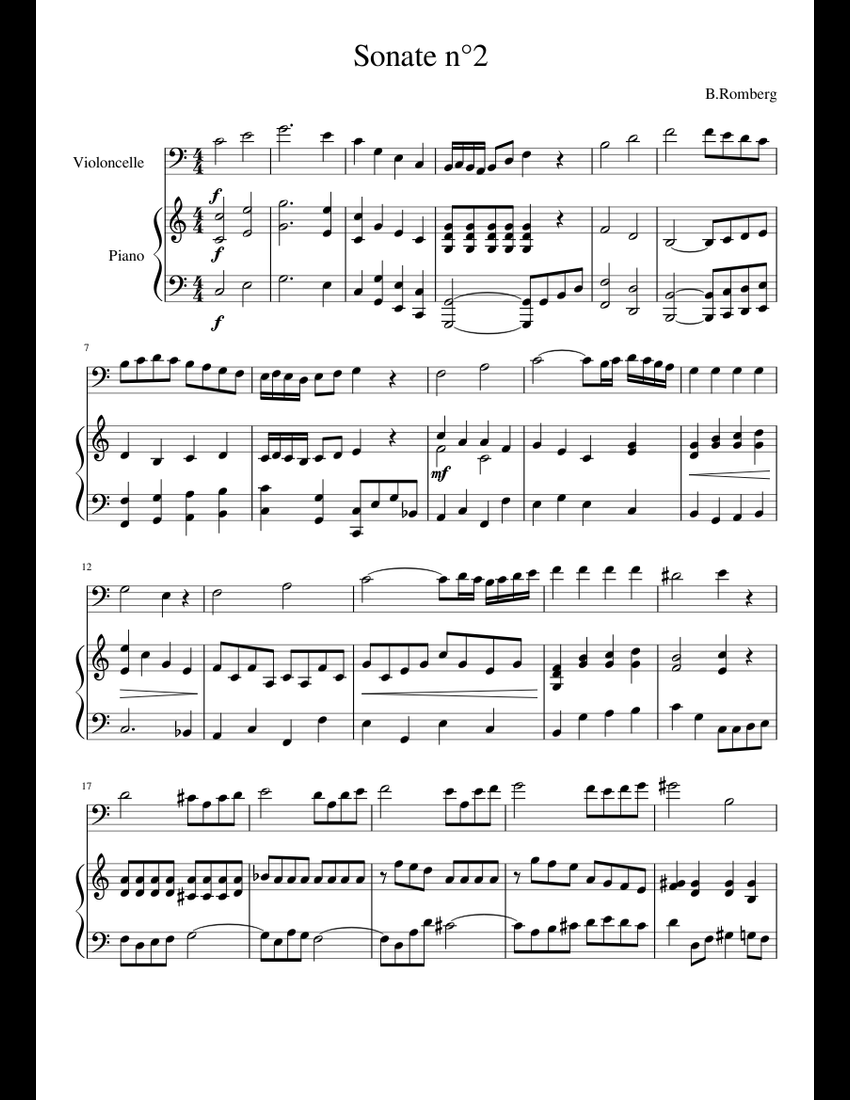 Sonate n°2 sheet music for Piano, Cello download free in PDF or MIDI
