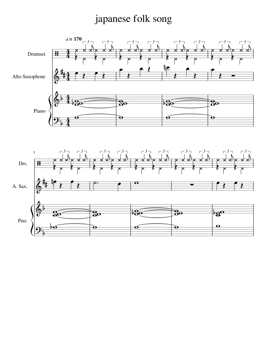japanese folk song- Thelonius Monk sheet music for Piano, Percussion ...