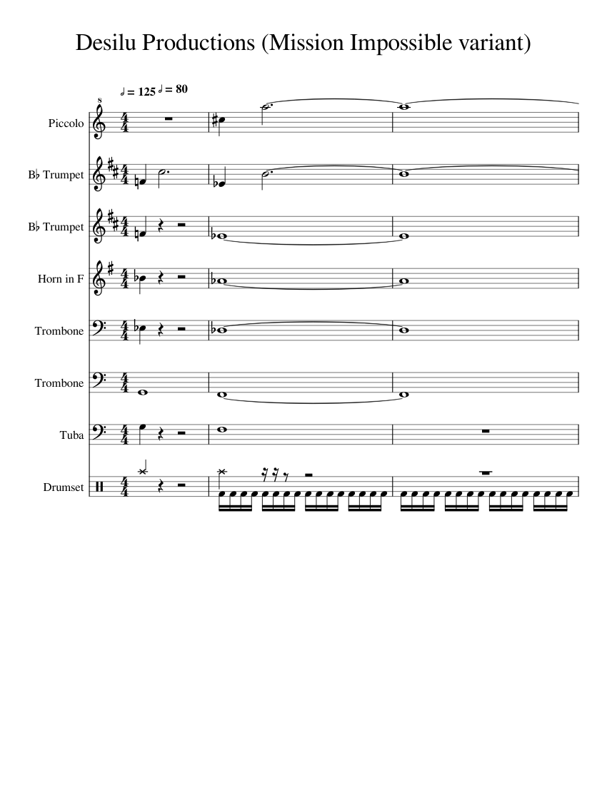Desilu Productions (Mission Impossible variant) Sheet music for Trumpet ...