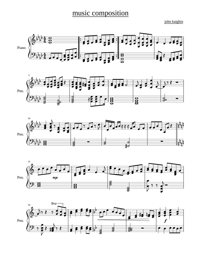 music composition Sheet music for Piano (Solo) | Musescore.com