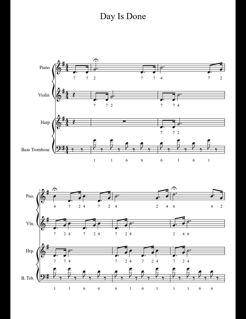 Carissa - Day is Done sheet music download free in PDF or MIDI