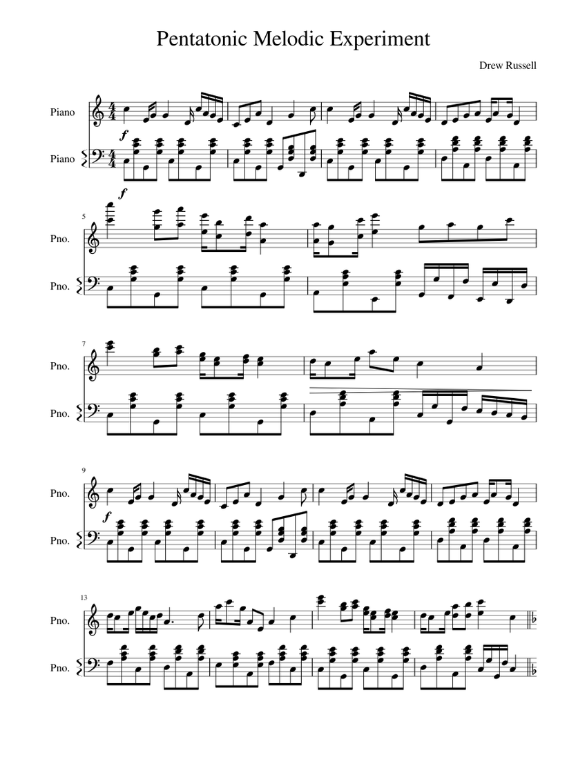 Pentatonic Melody Sheet music for Piano | Download free in PDF or MIDI ...