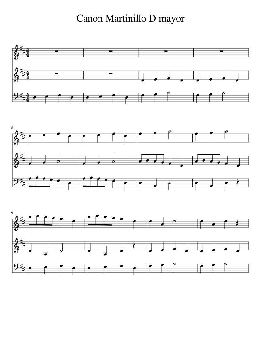 Canon Martinillo D mayor Sheet music for Piano | Download free in PDF ...