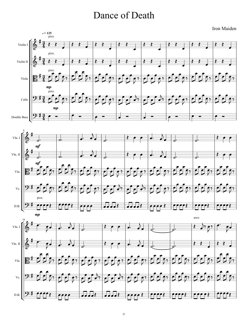 Dance of Death Sheet music for Violin, Viola, Cello, Contrabass ...