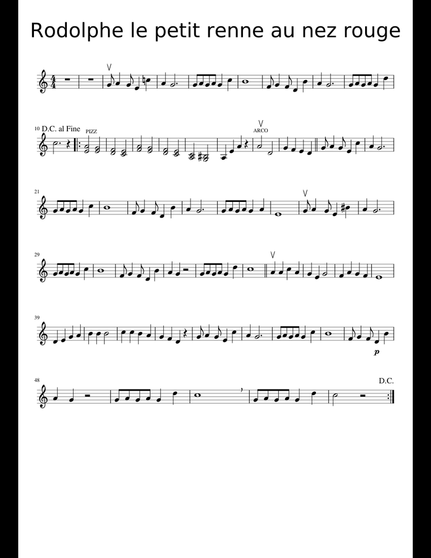 Rodolphe le petit renne au nez rouge sheet music for Piano download ...