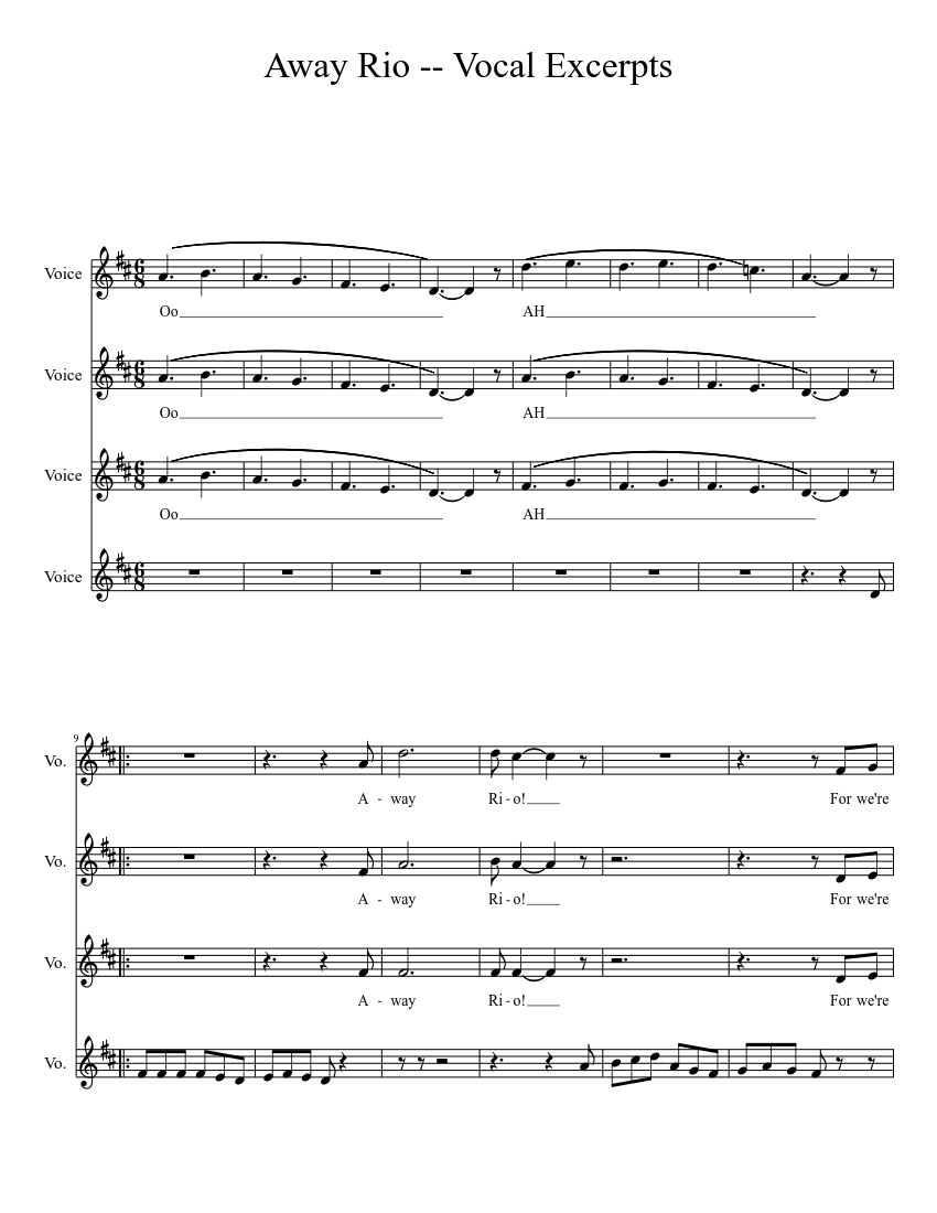Away Rio -- Vocal Excerpts Sheet music for Voice (Other) (Choral ...