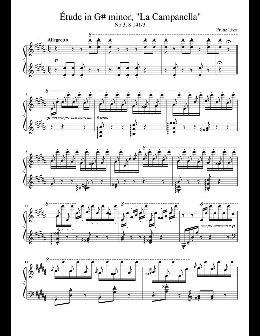 La Campanella sheet music for Piano download free in PDF or MIDI
