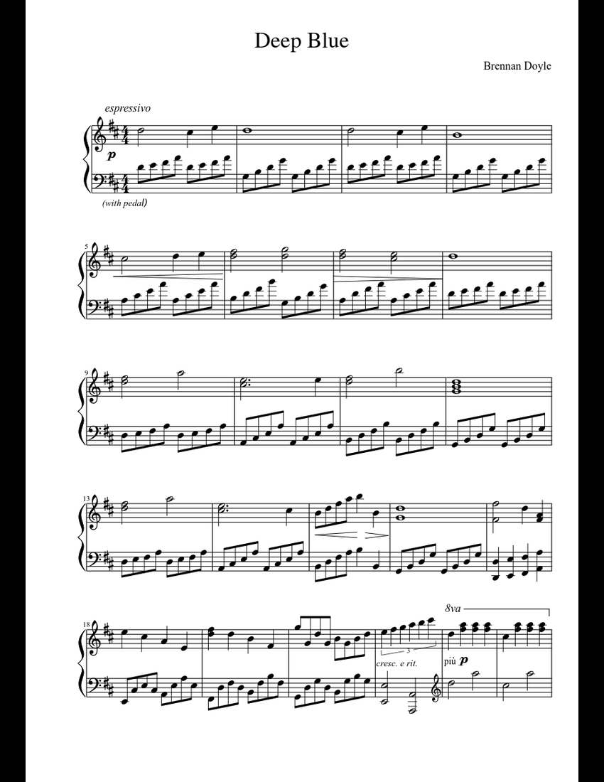 Deep Blue sheet music download free in PDF or MIDI
