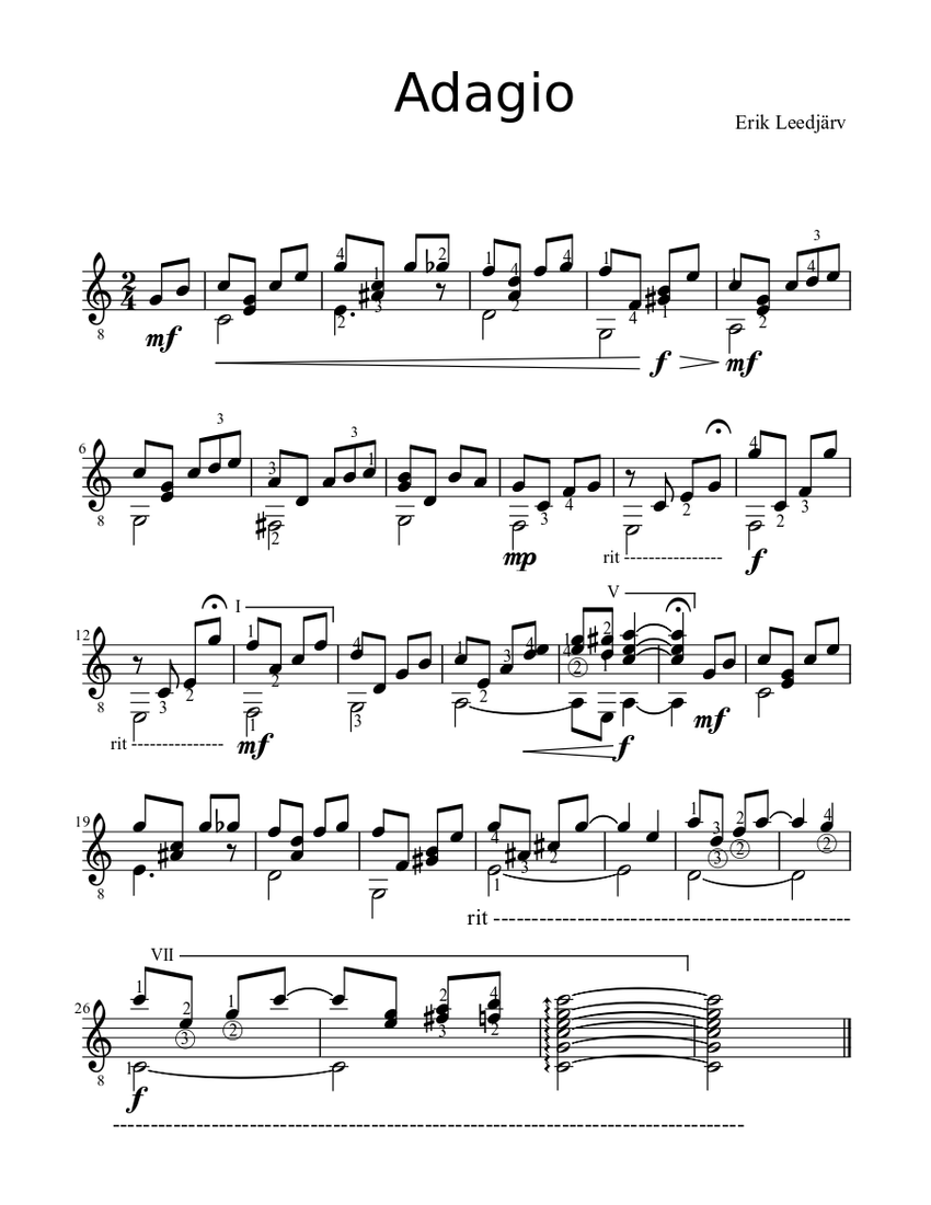 Adagio Sheet music | Download free in PDF or MIDI | Musescore.com
