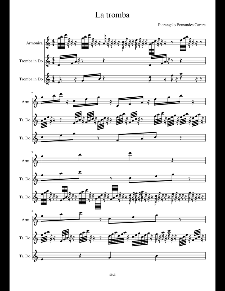 La tromba sheet music for Harmonica, Trumpet download free in PDF or MIDI