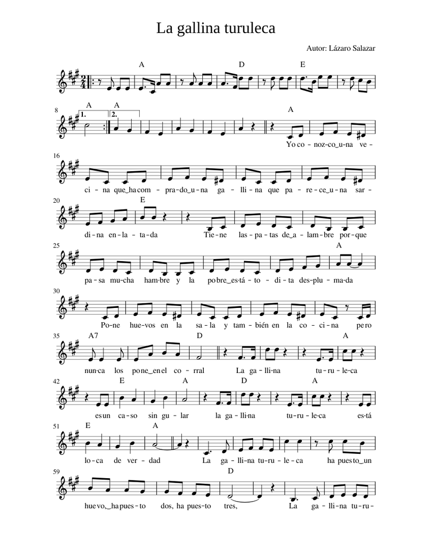 La gallina turuleca Sheet music for Piano (Solo) | Musescore.com