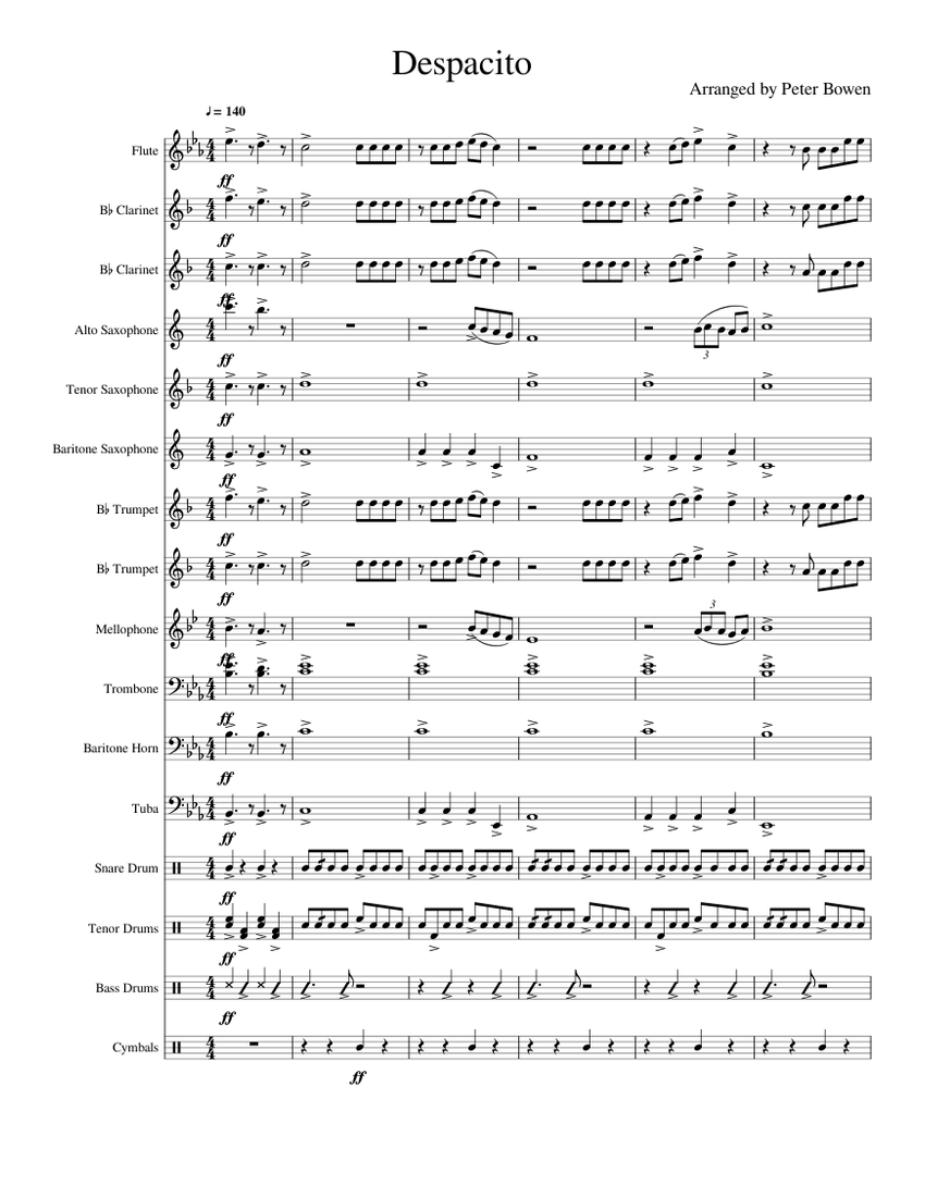Despacito Sheet music for Trumpet (In B Flat), Brass Trombone ...
