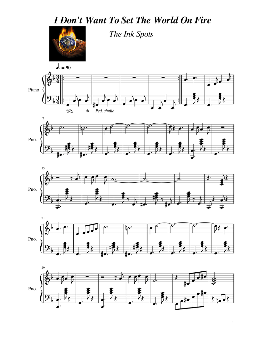 I Don't Want To Set The World On Fire Sheet music for Piano | Download ...