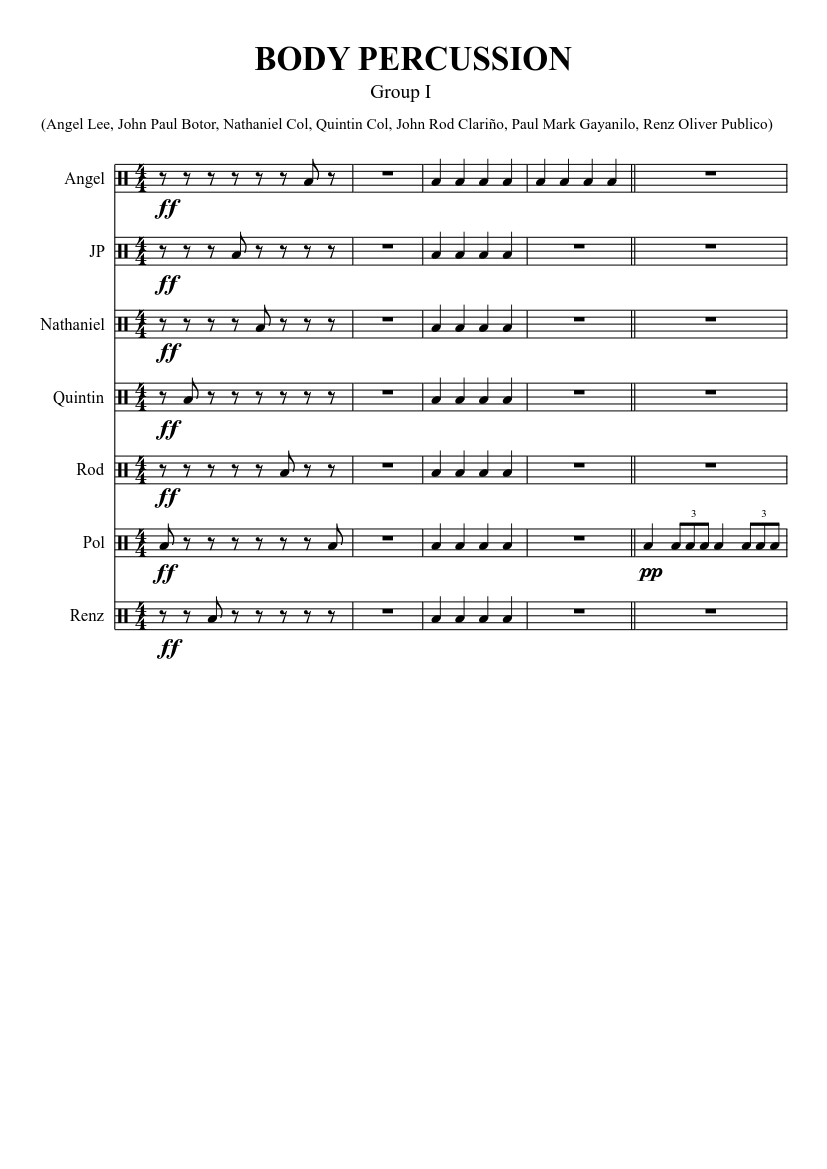 Body Percussion sheet music download free in PDF or MIDI