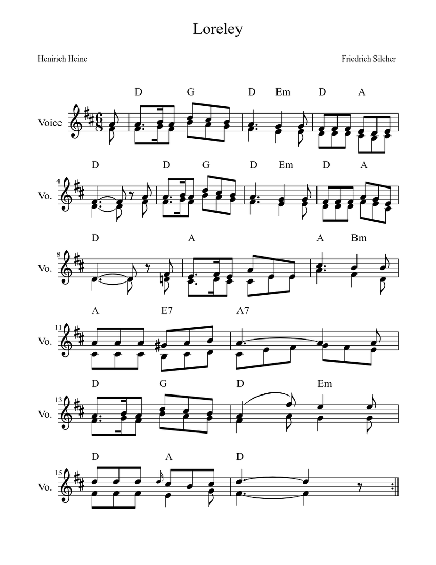 Loreley Sheet music for Voice (Other) (Solo) | Musescore.com