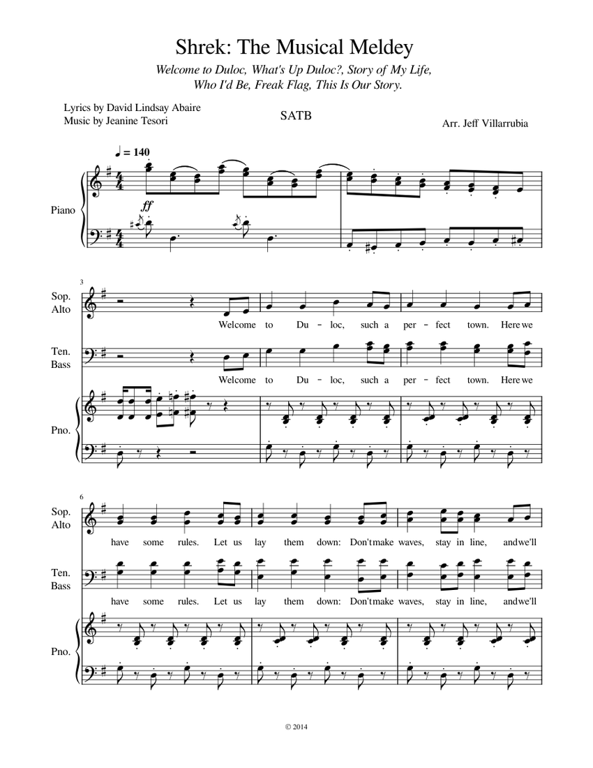 Shrek The Musical Medley sheet music download free in PDF or MIDI