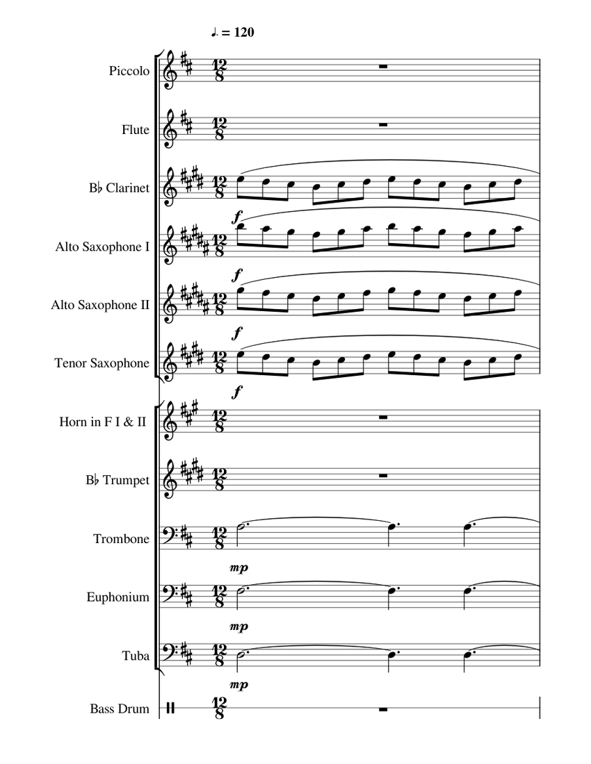 Doraemon - Marching Band Sheet music for Trumpet (In B Flat), Trombone, Flute, Clarinet (In B ...