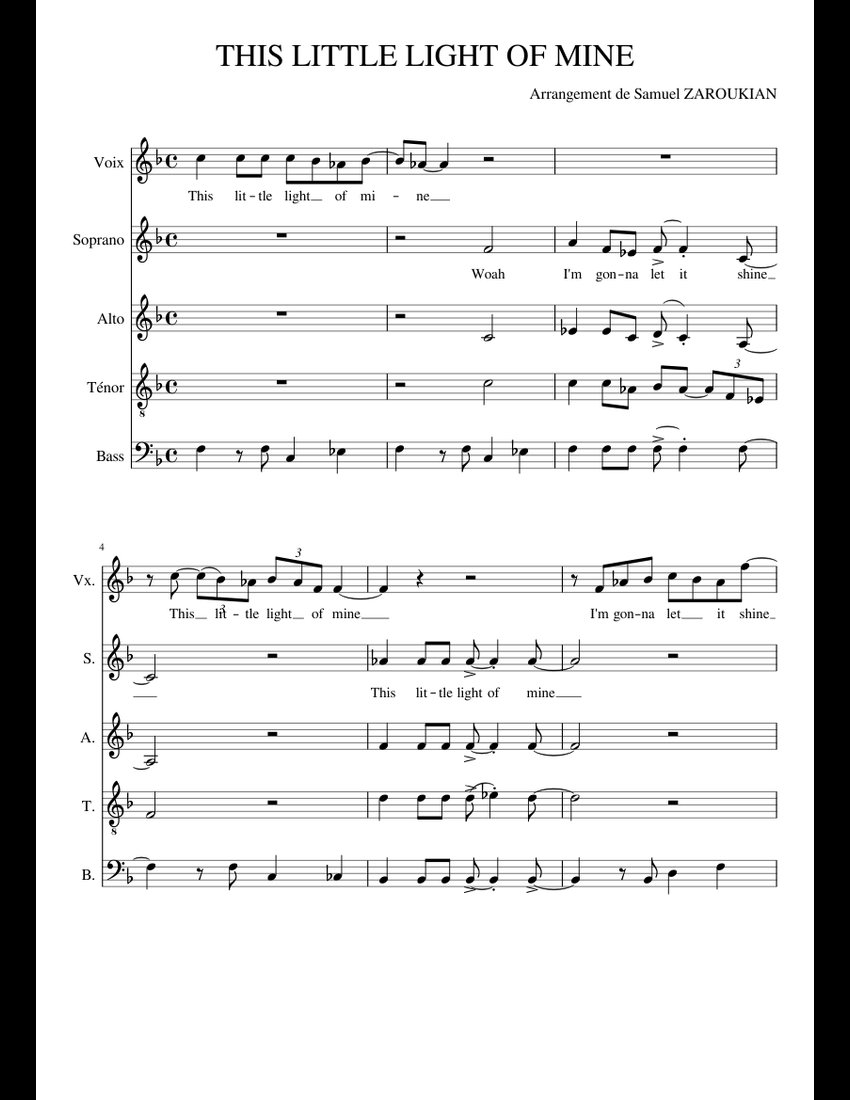 THIS LITTLE LIGHT OF MINE sheet music for Voice download free in PDF or ...
