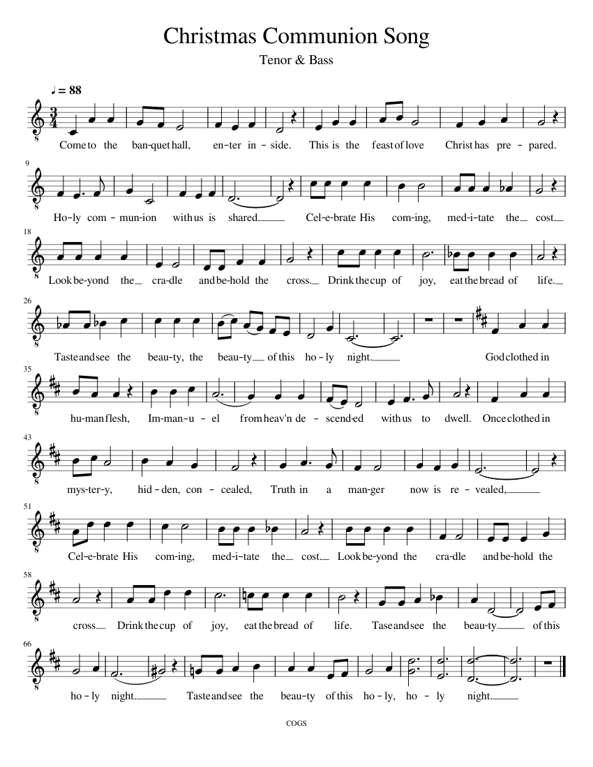 Christmas Communion Song (Tenor & Alto) Sheet music for Guitar ...