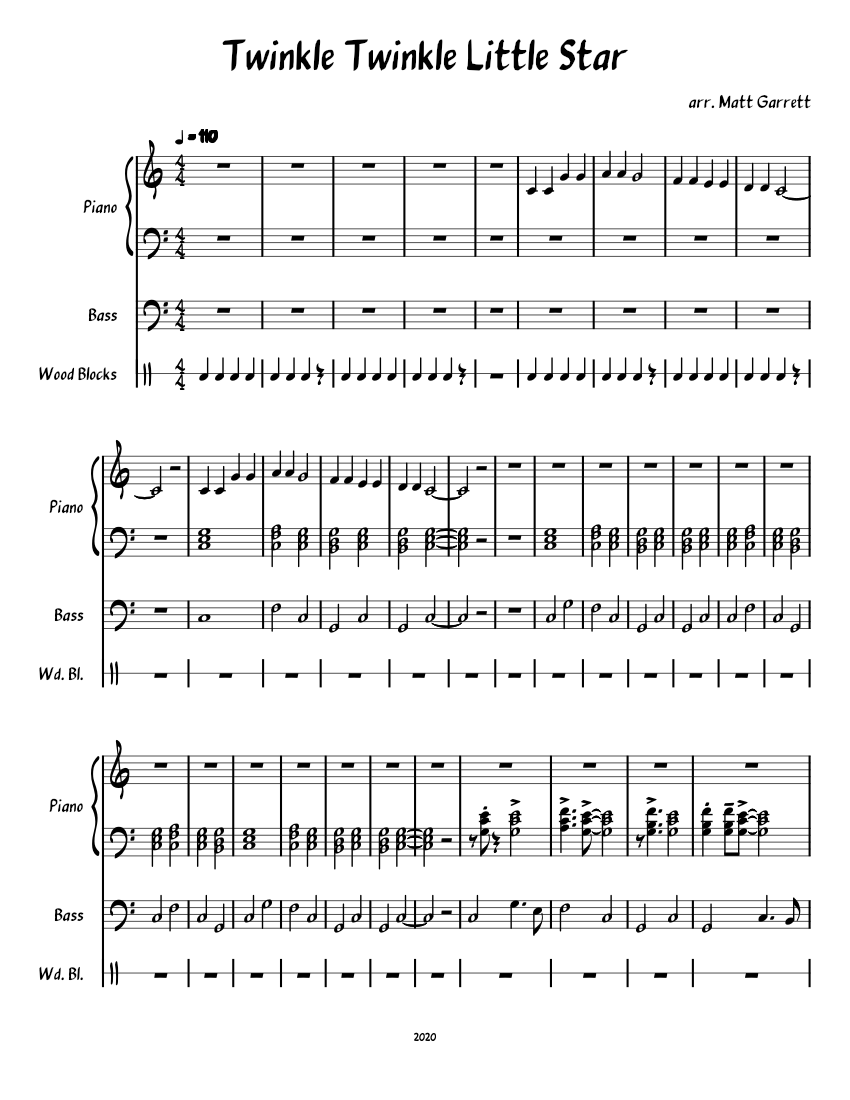 Twinkle Twinkle Little Star Sheet music for Piano, Bass, Percussion ...